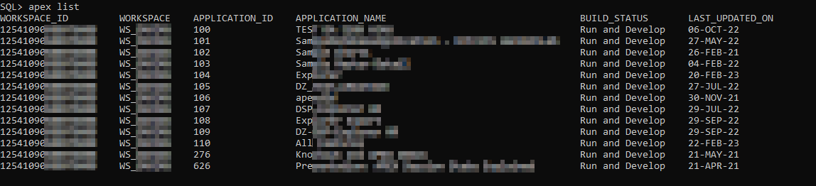 Exporting APEX Applications using SQLcl