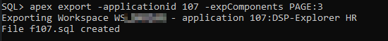 Exporting Apex Applications Using Sqlcl