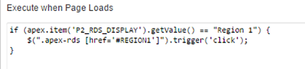 Dynamic Selection of Tabs and Region Display Selectors in APEX