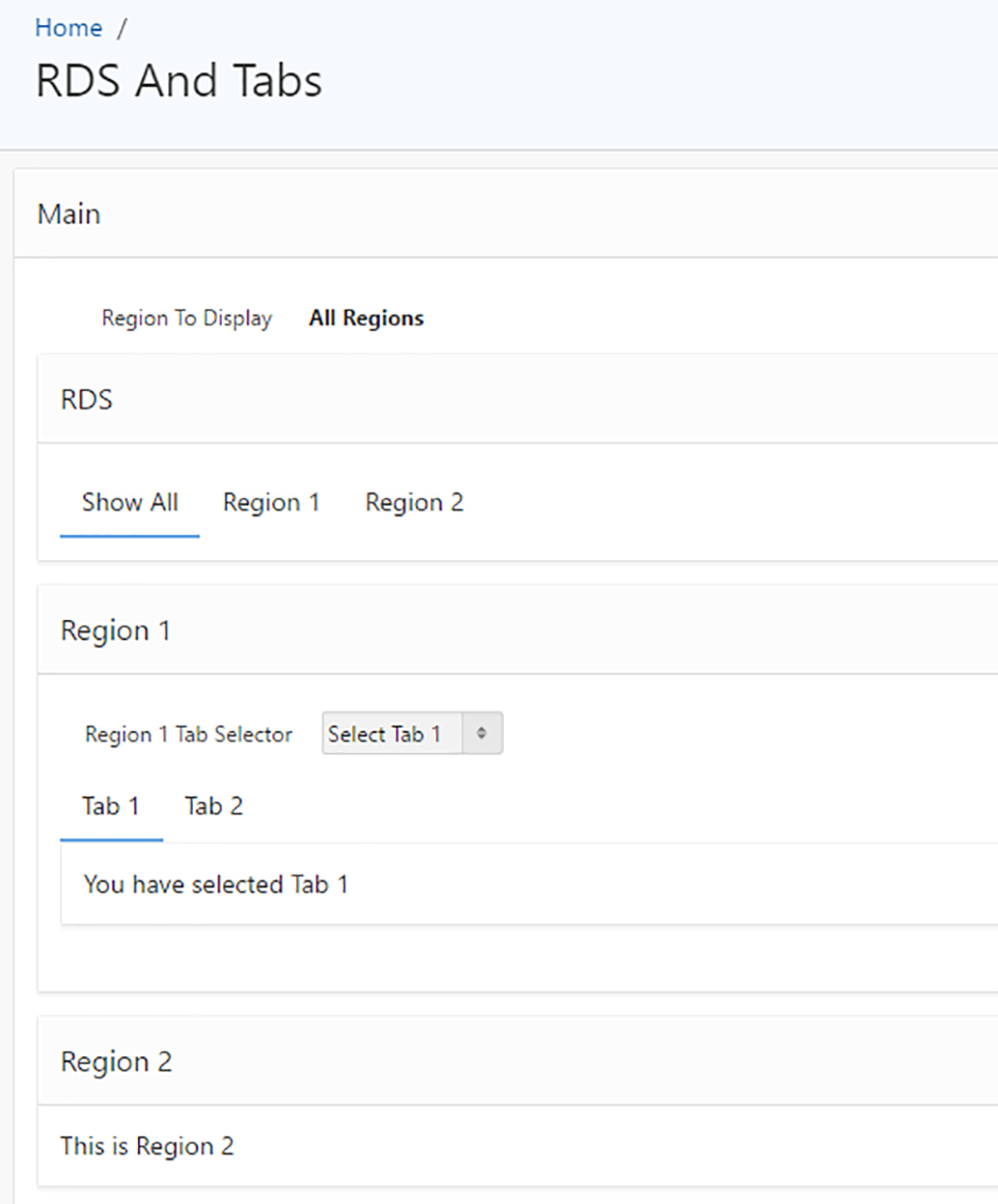 Dynamic Selection of Tabs and Region Display Selectors in APEX